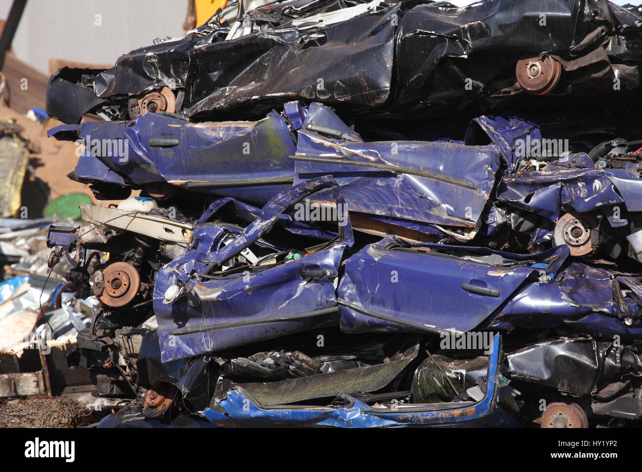 scrap metal cars on scrap yard Stock Photo - Alamy