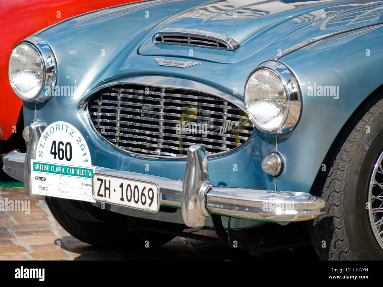 Austin Healey closeup during St.Moritz British Classic Car Meeting ...