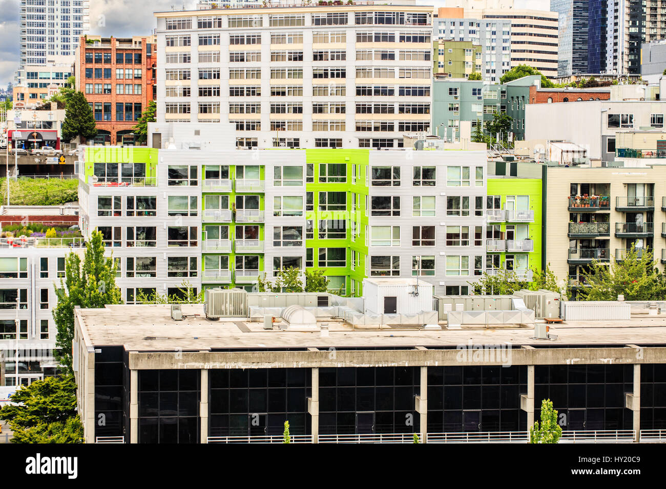 Green Building in Seattle Skyline Stock Photo - Alamy