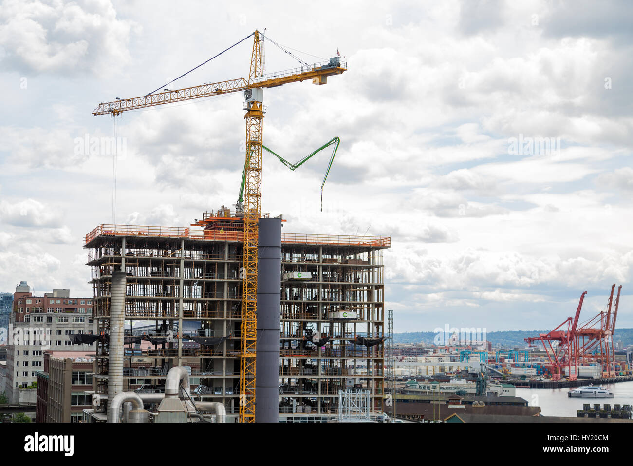 Crane on New Tower Construction in Seattle Stock Photo - Alamy