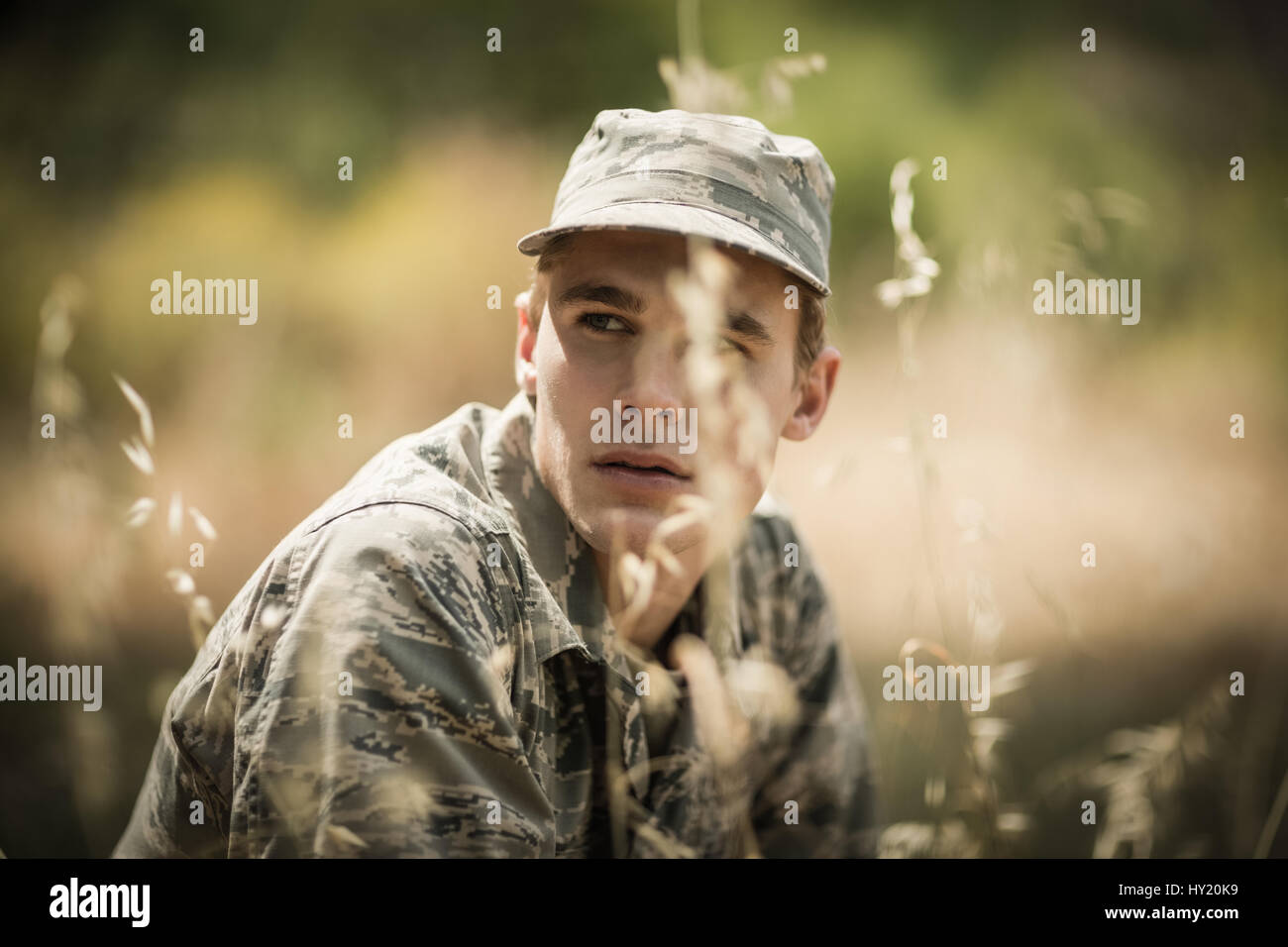 Thoughtful male soldier hi-res stock photography and images - Alamy