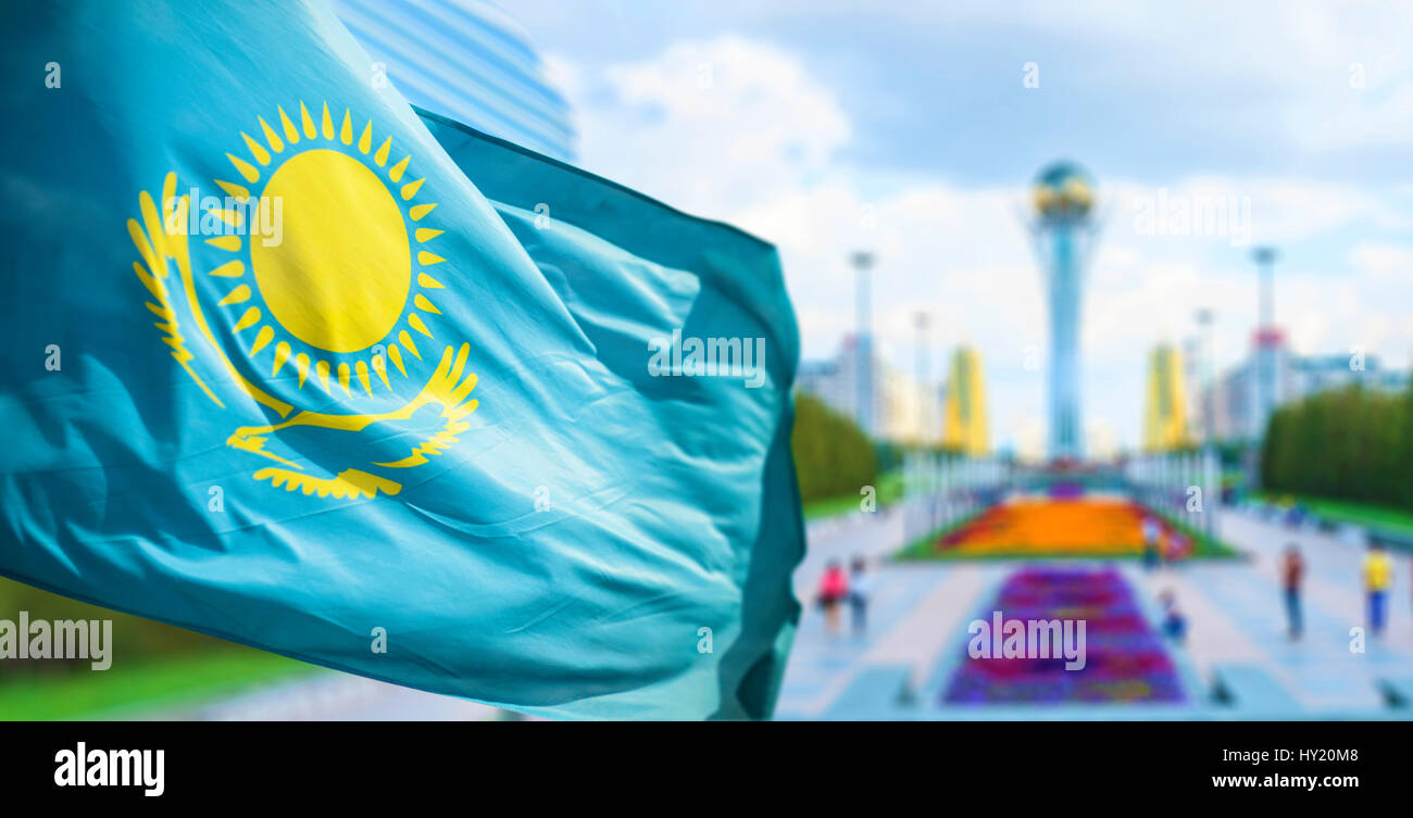 Kazakhstan flag hi-res stock photography and images - Alamy