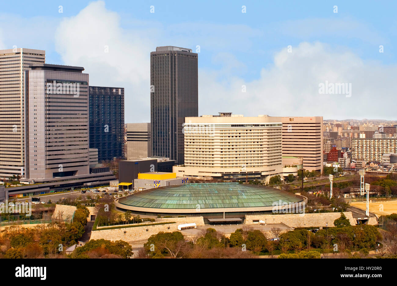 Image of the Osaka-jo Hall in fron of the Business Park as seen from ...