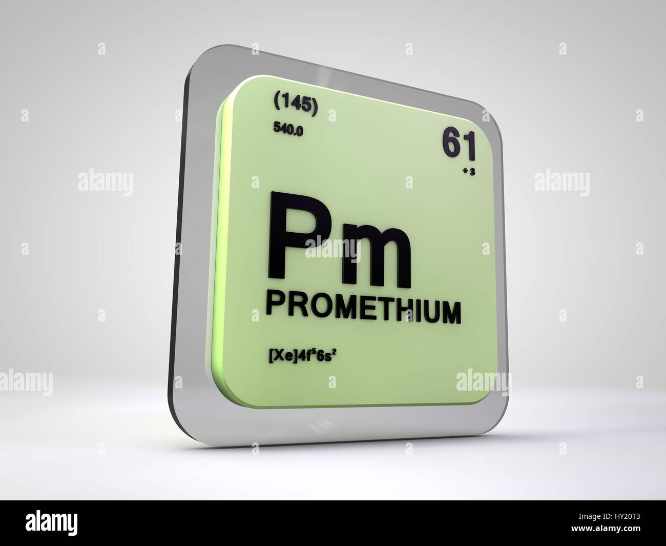 promethium - Pm - chemical element periodic table 3d render Stock Photo ...