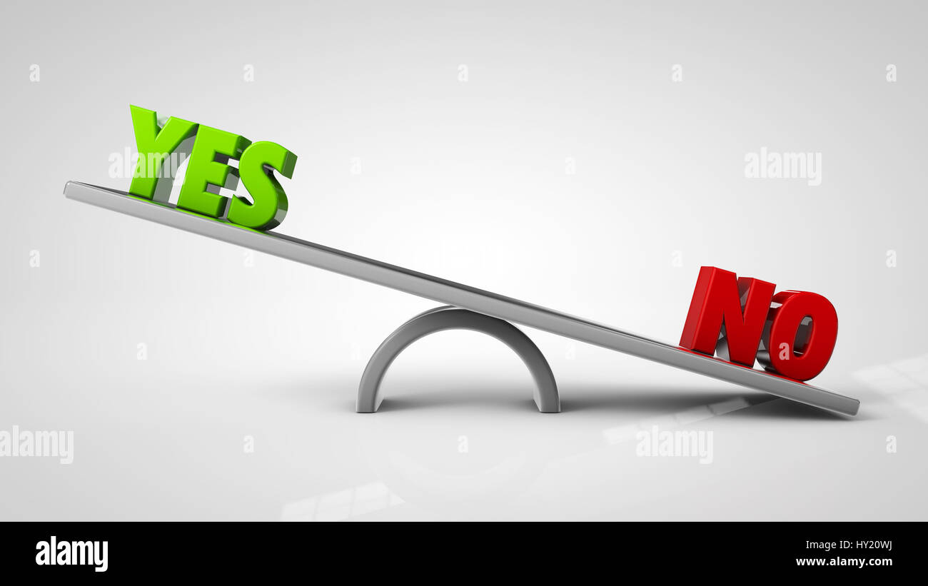yes and no balance concept isolate on white 3d render Stock Photo - Alamy