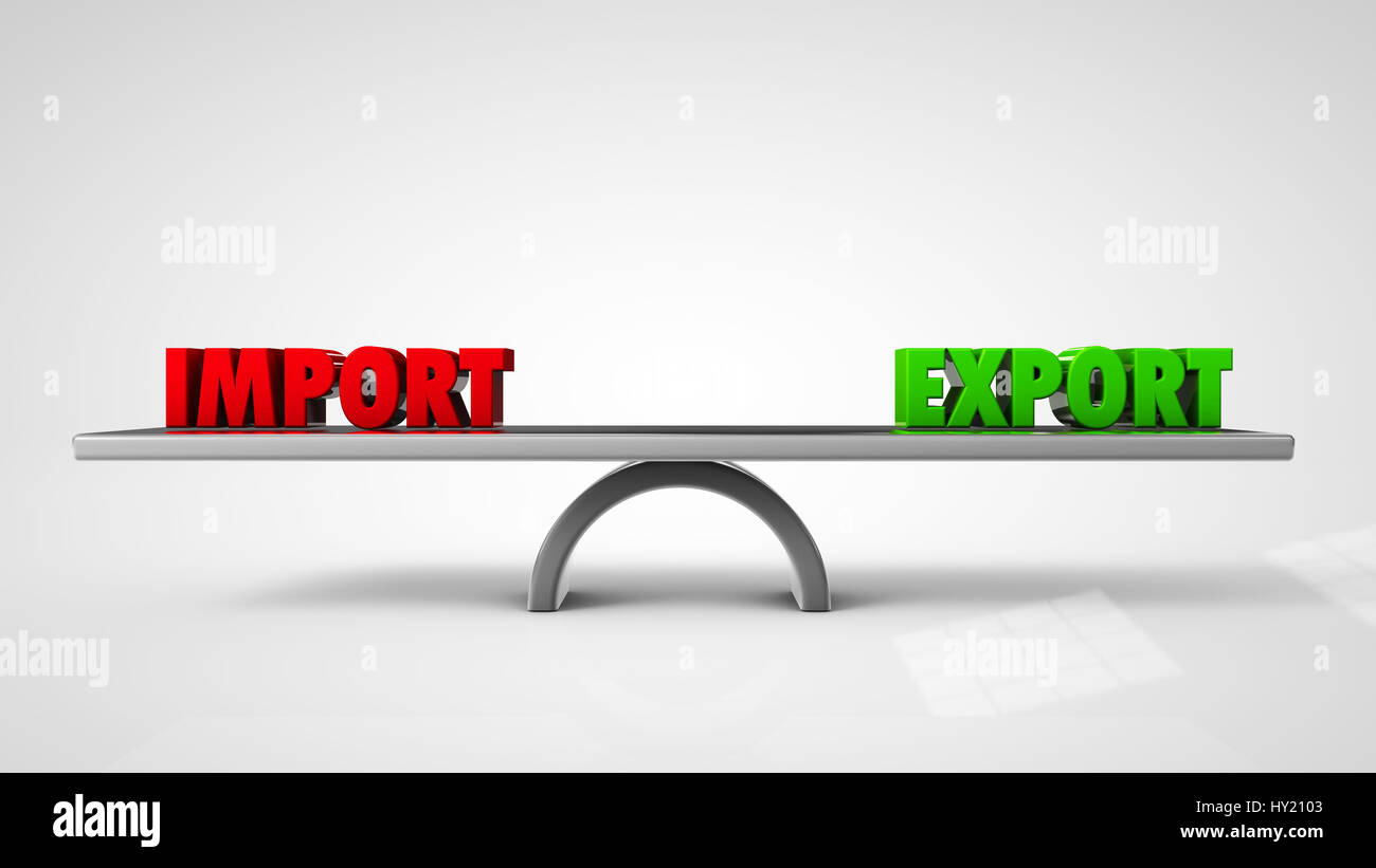 Import export balance concept isolated on white 3d illustration Stock ...