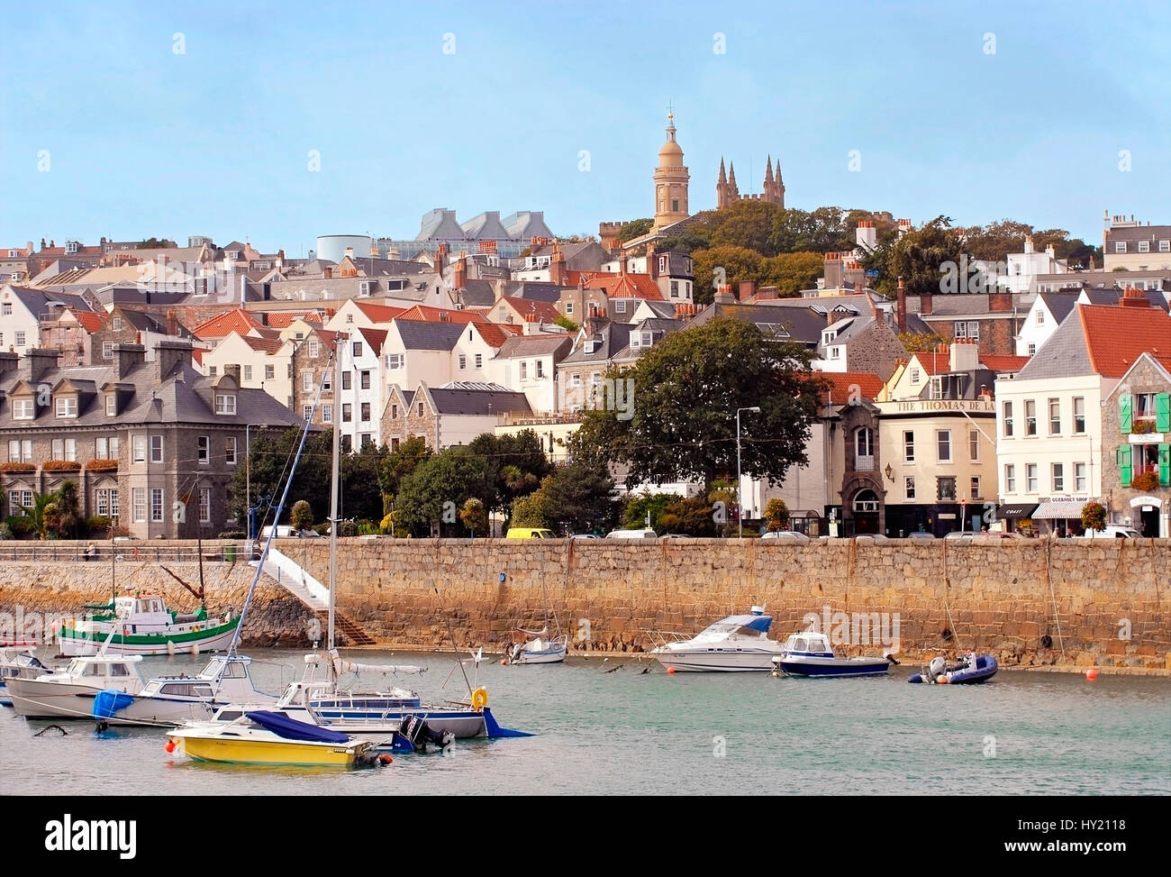 Romantic view of St.Peter Port, the Capital of Guernsey, one of the ...