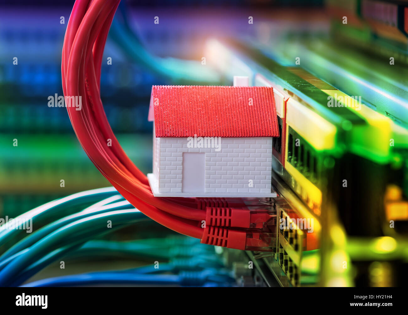 small house on Network switch and ethernet cables Stock Photo - Alamy