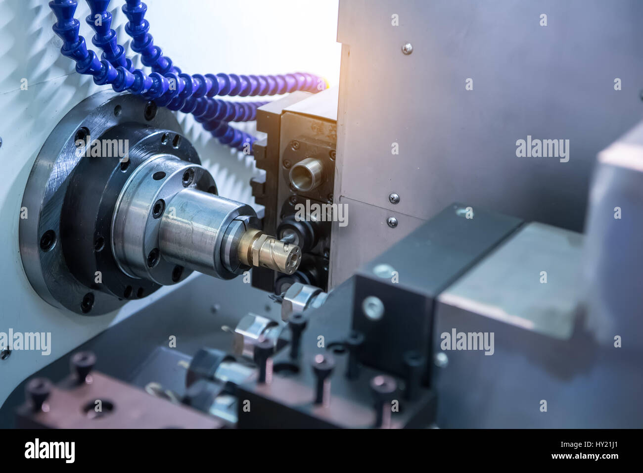 Milling cutting metalworking process at industrial CNC machining of ...