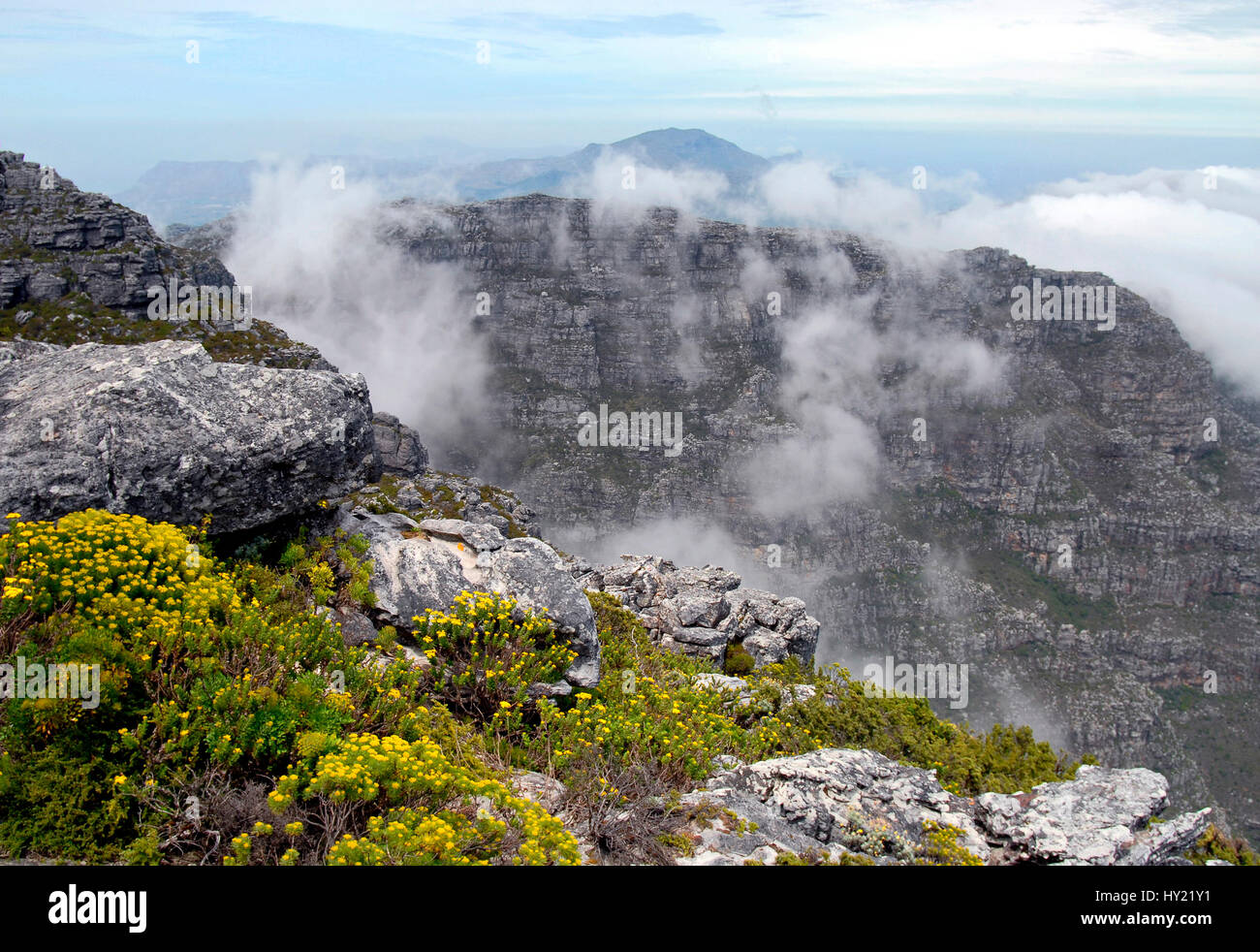 Image of a view along the famous Table Mountains at Cape Town, South ...