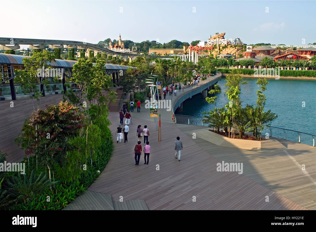 Boardwalk to Sentosa Island Resort, Singapore Stock Photo - Alamy