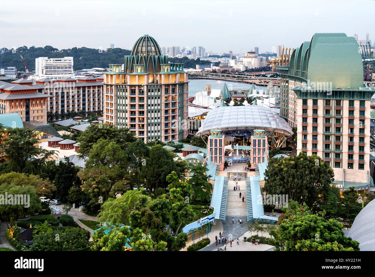 View from the Merlion Statue across the Sentosa Island Resort ...