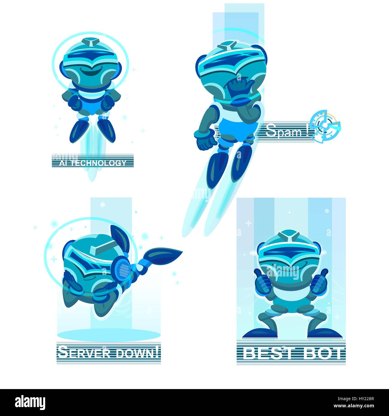 Blue chatbots icons Isolated on white background Stock Vector Image ...