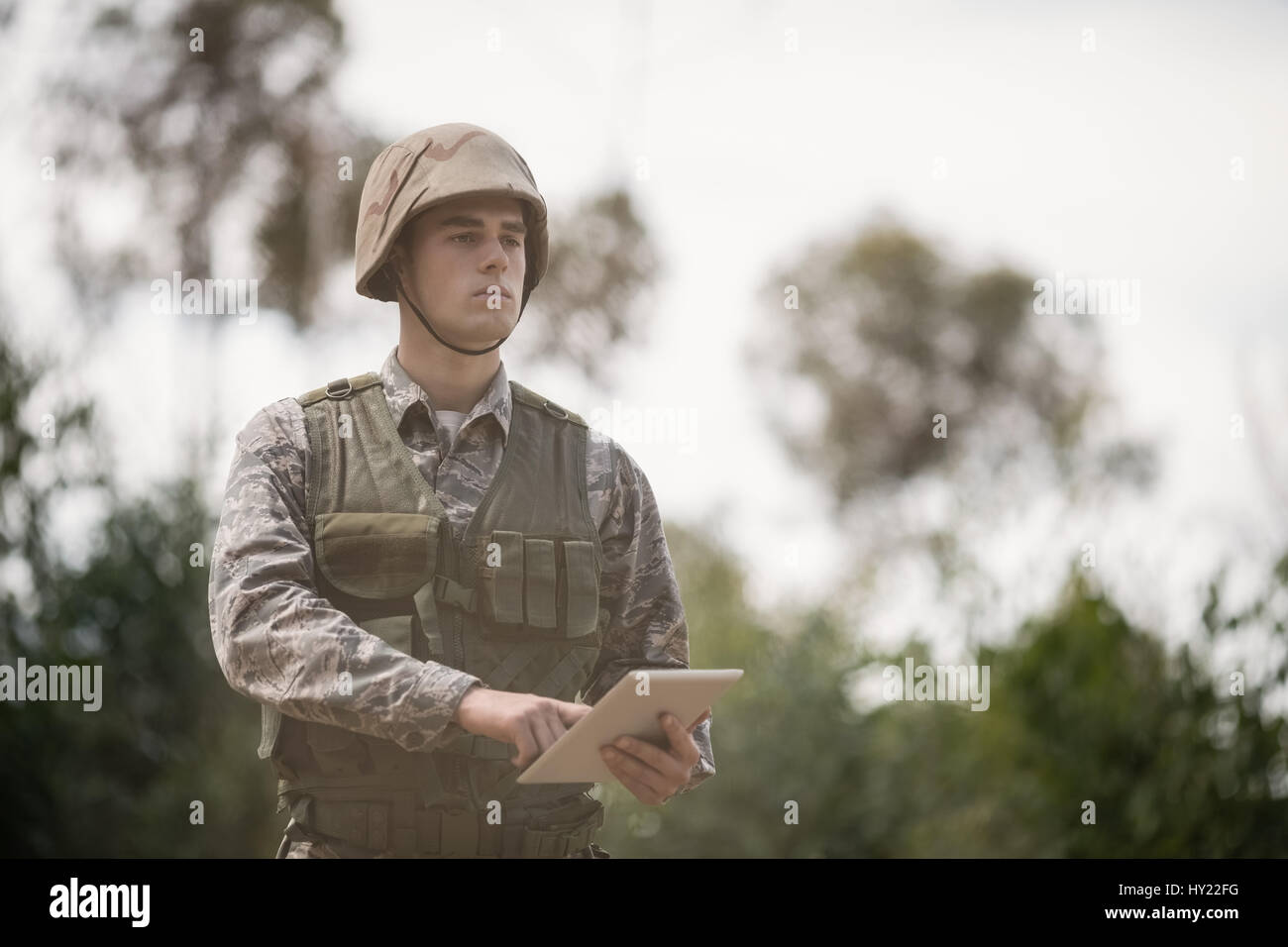 Army soldier standing communication technology military hi-res stock ...