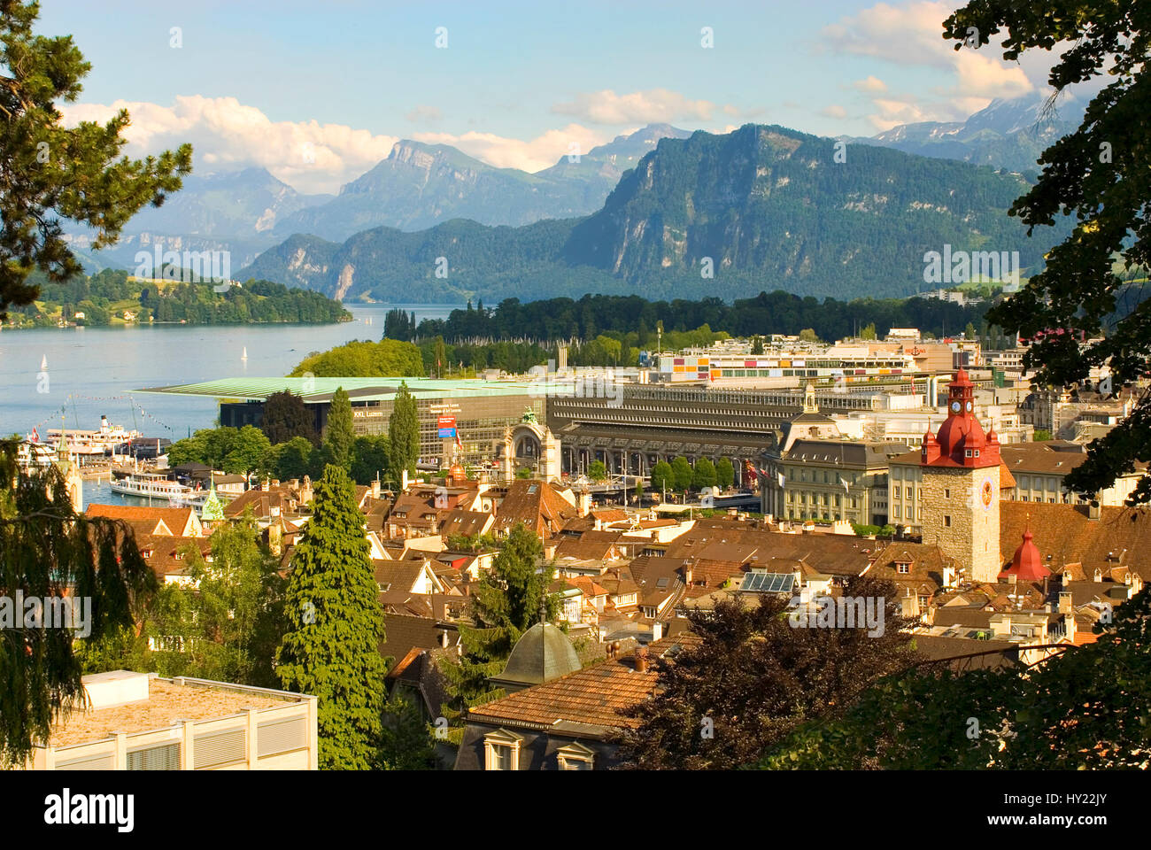 Picturesque view over the historical city of Lucerne at the Lake ...