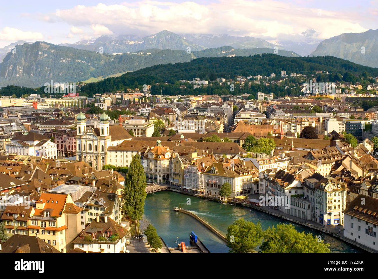 Picturesque view over the historical city of Lucerne at the Lake ...