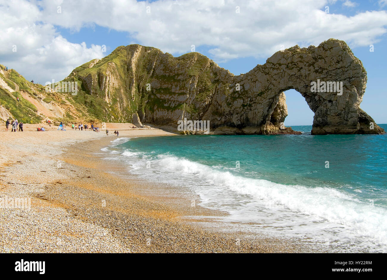 View over the Beach at the 'Durdle Door' Cliff Formation near Lulworth ...
