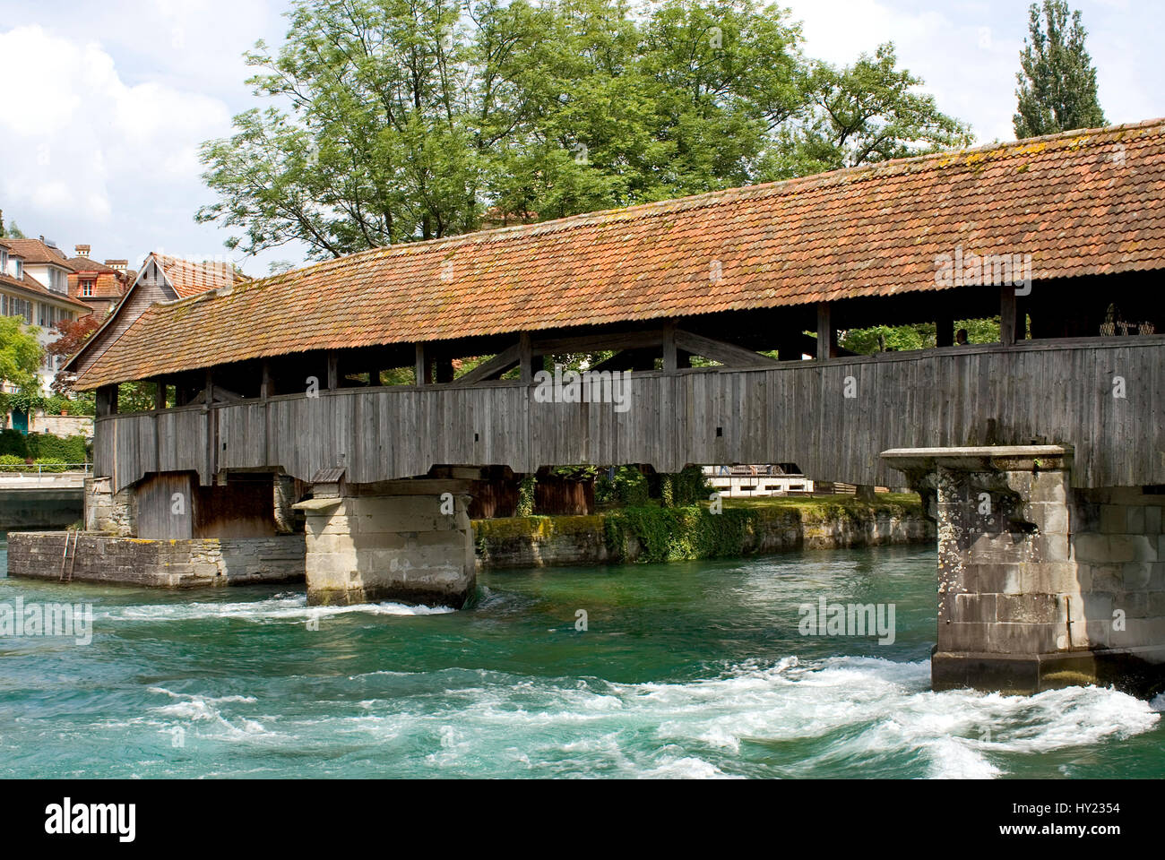 Image of the historic Spreuerbruecke (Mill Bridge) in the old town at ...