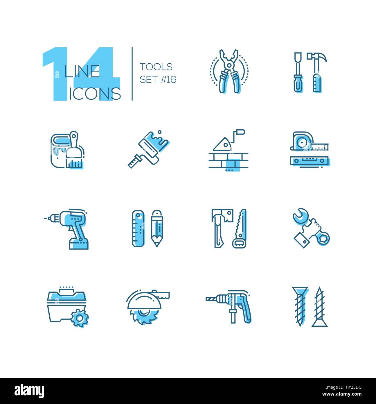 Tools - coloured modern single line icons set Stock Vector Image & Art ...