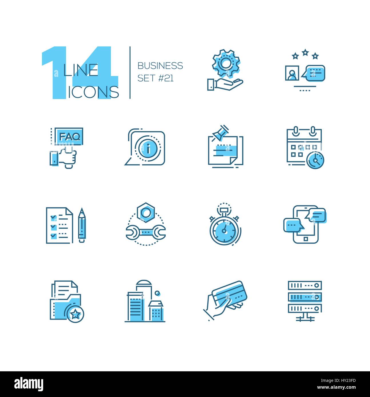 Business - coloured modern single line icons set Stock Vector Image ...