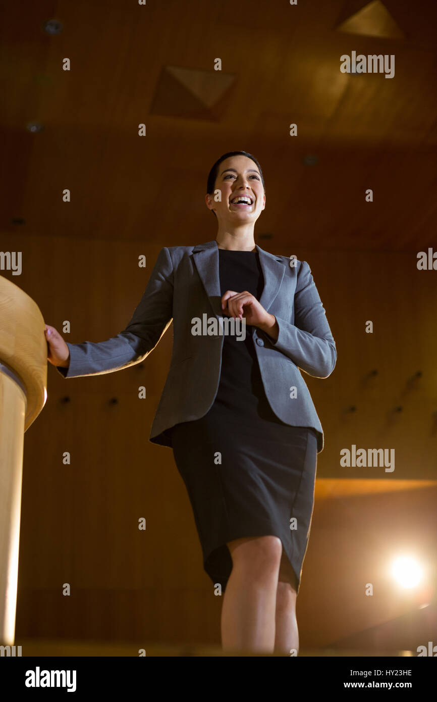 Female giving speech podium hi-res stock photography and images - Alamy