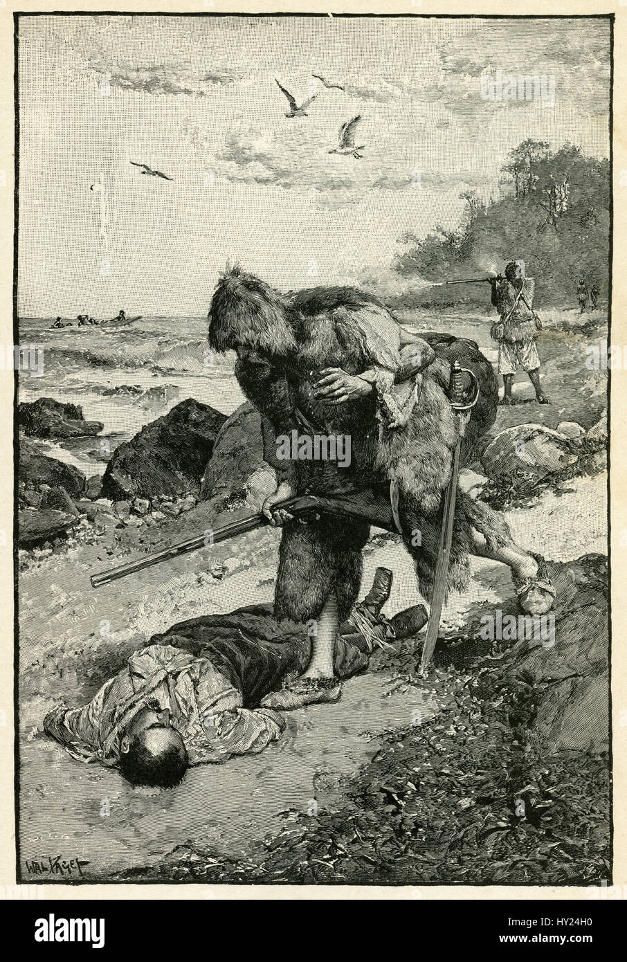1910s engraving from Robinson Crusoe by Daniel Defoe: "I made directly ...