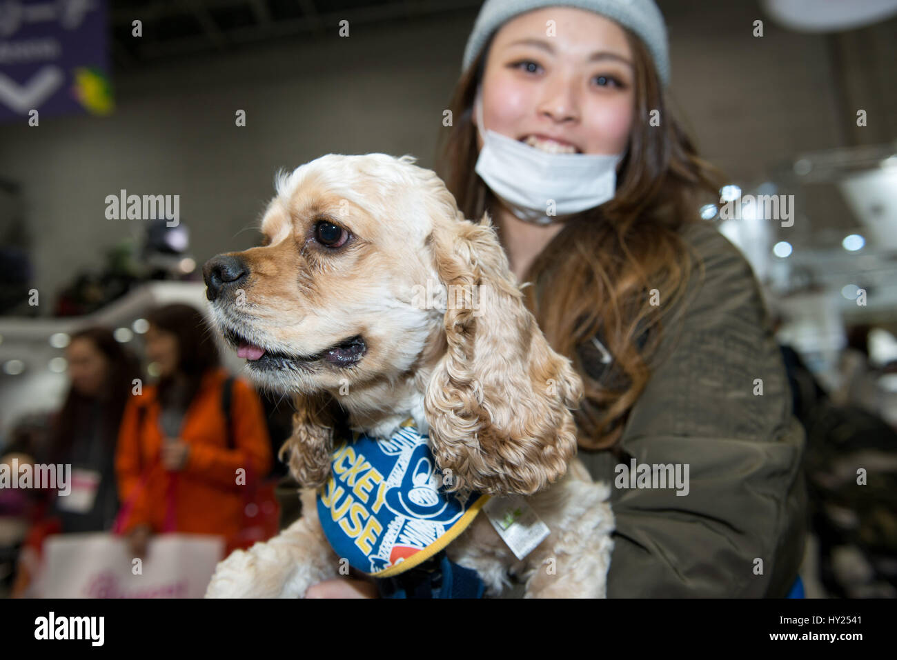 Tokyo, Tokyo, Japan. 31st Mar, 2017. A dog and owner pose for he ...
