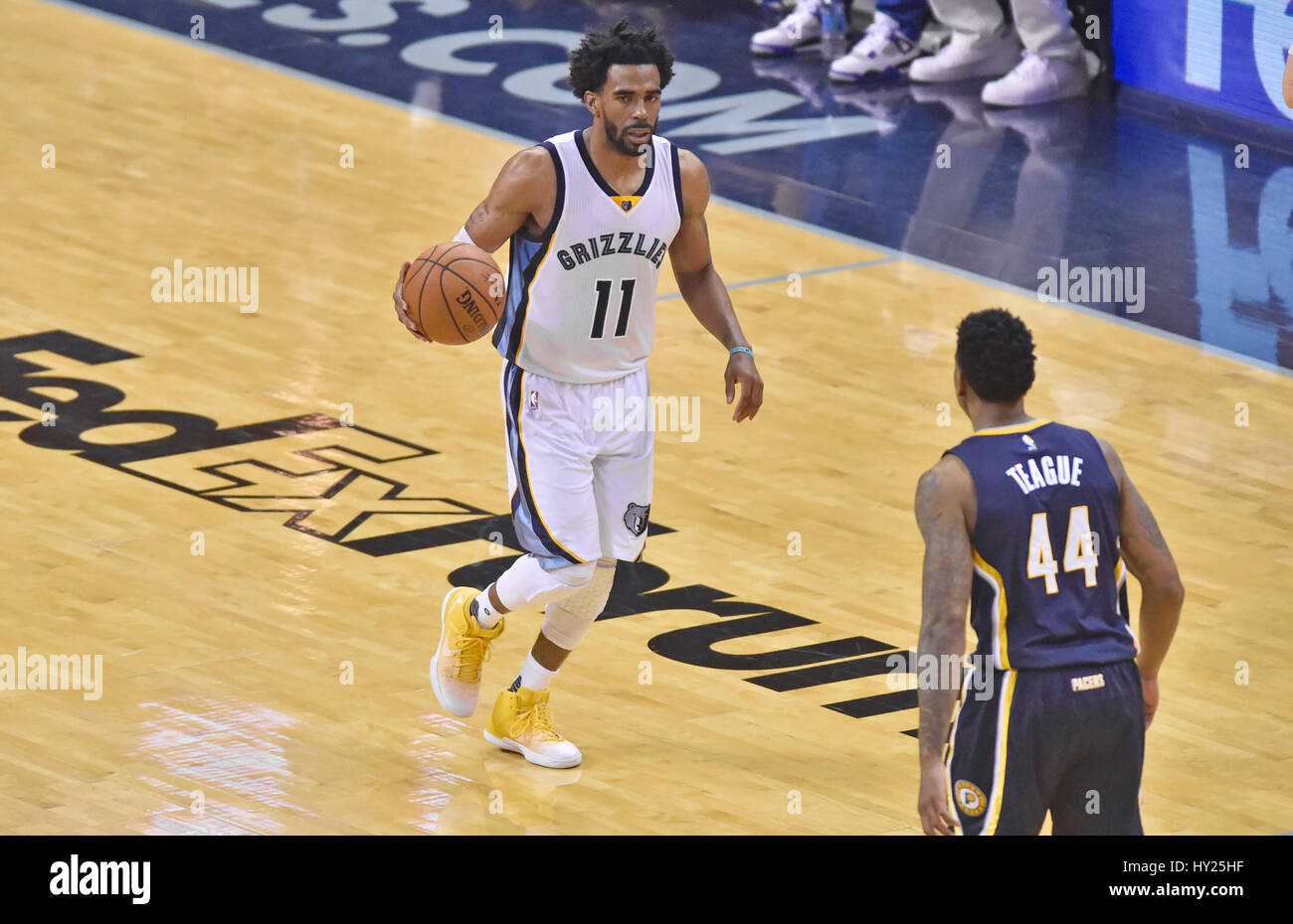 March 29, 2017: Memphis Grizzlies guard Mike Conley looks down court ...