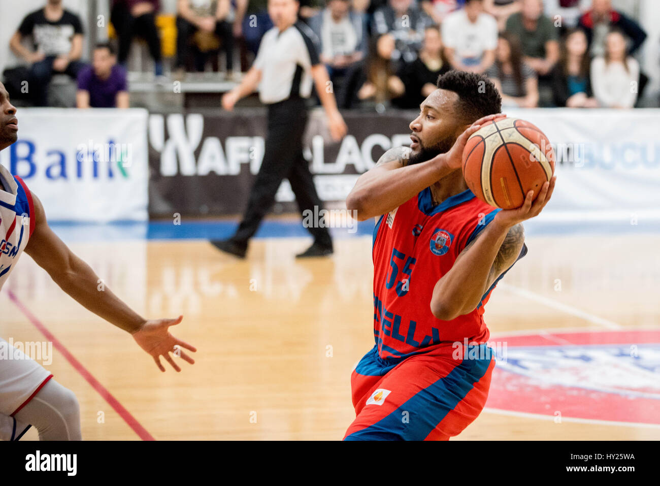 March 29, 2017:William Franklin #55 of CSM CSU Oradea during the LNBM ...