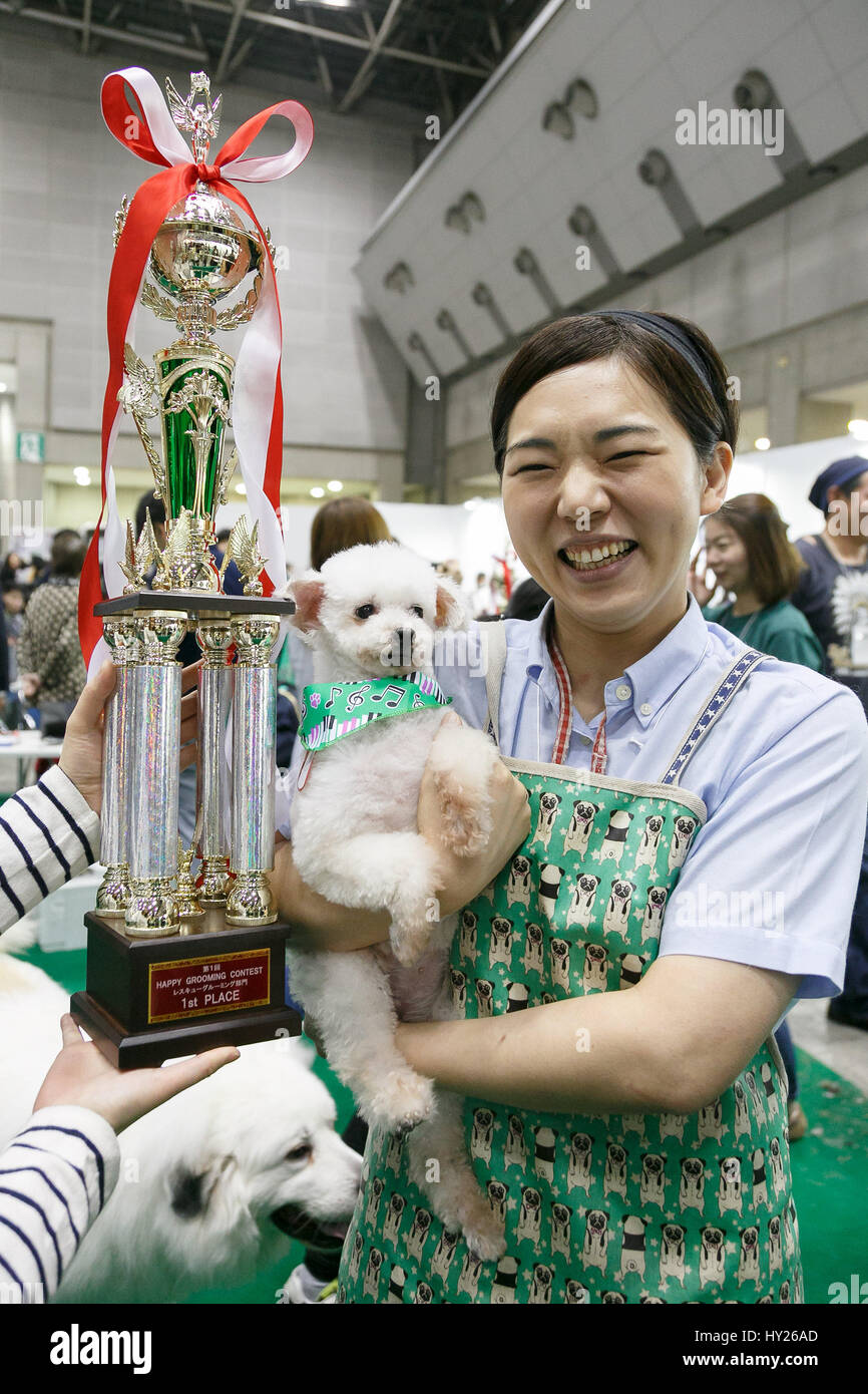 Tokyo, Japan. 31st March 2017. The 1st Place of the Happy Grooming ...