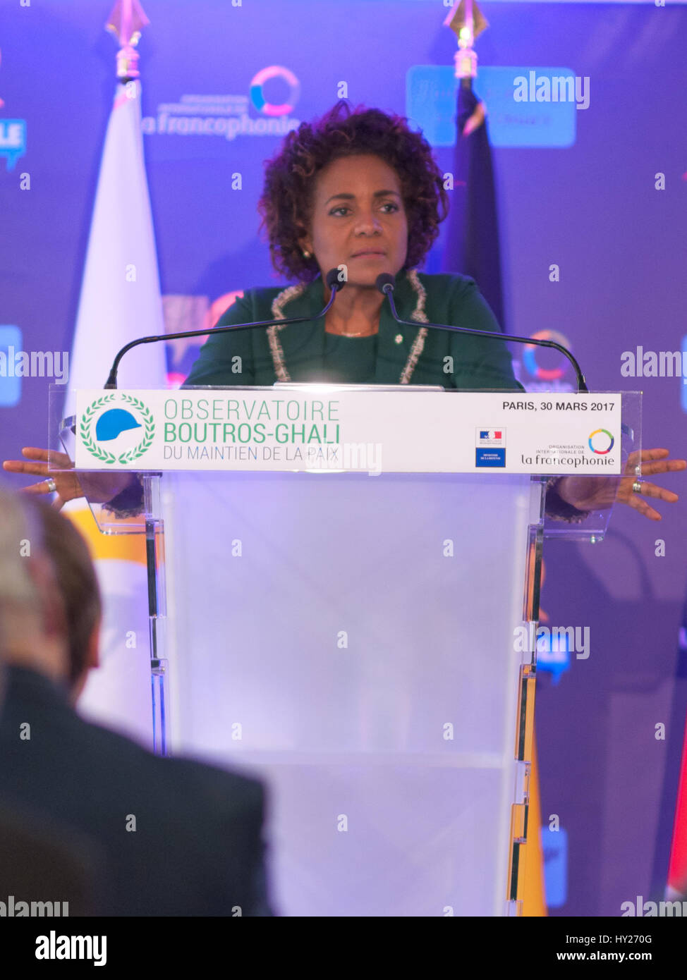 Paris, France, 30th March 2017. Michaelle Jean, Secretary General of ...