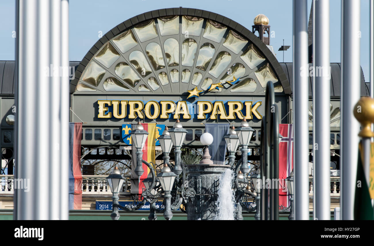 Rust, Germany. 30th Mar, 2017. The entrance to the Europa-Park in Rust ...
