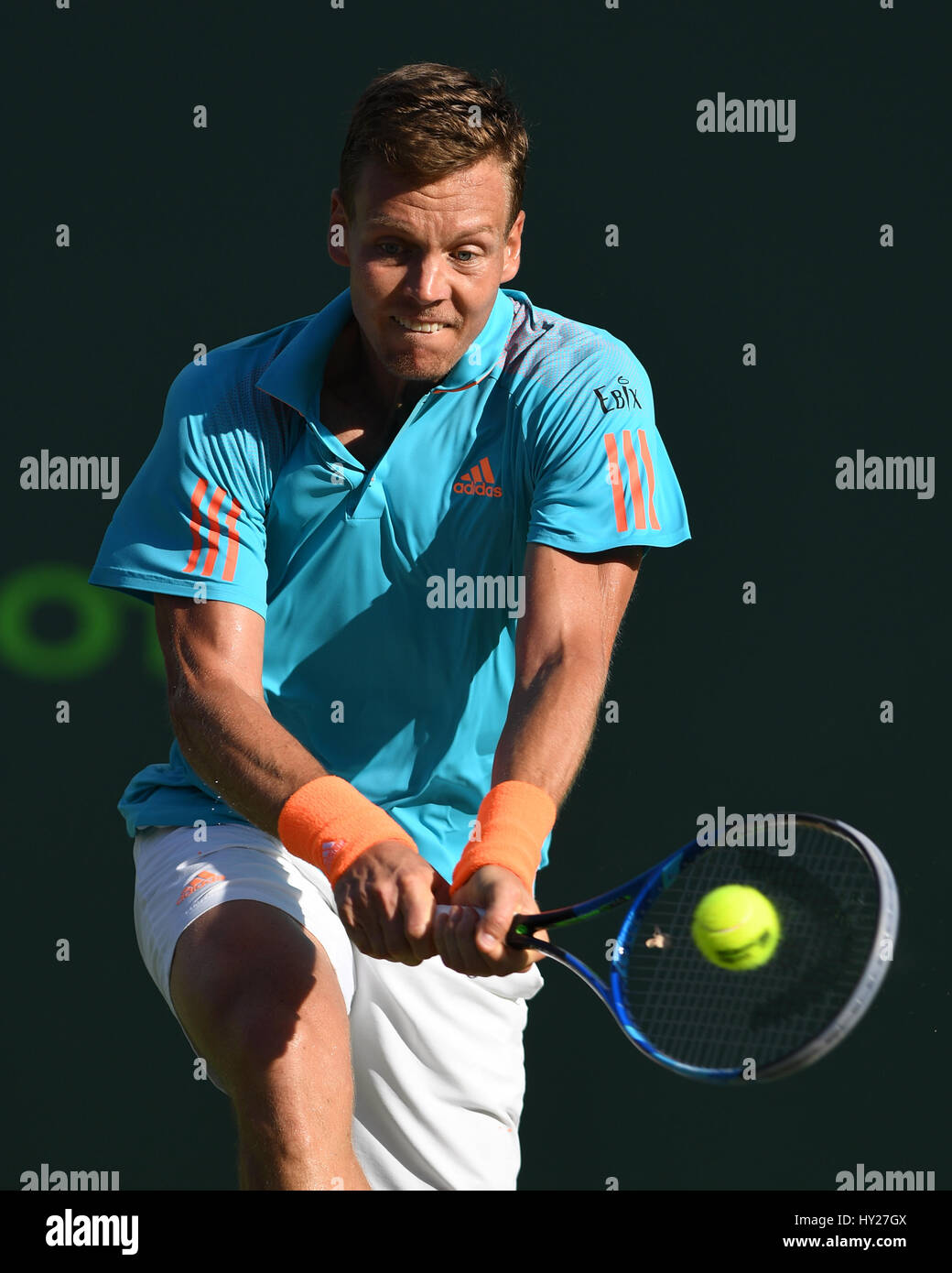 Key Biscayne, FL, USA. 30th Mar, 2017. Roger Federer Vs Tomas Berdych during the Miami Open at ...