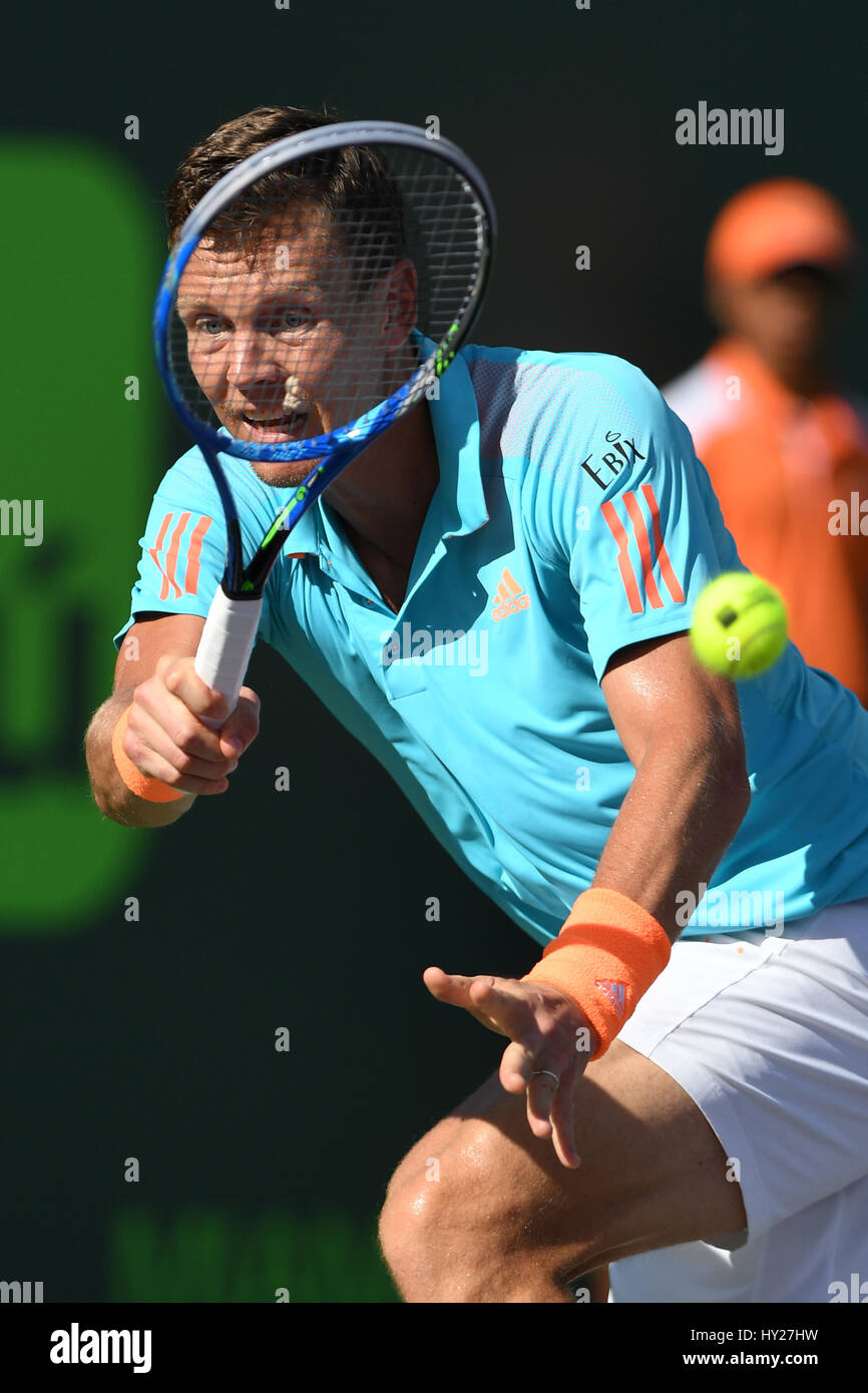 Key Biscayne, FL, USA. 30th Mar, 2017. Roger Federer Vs Tomas Berdych during the Miami Open at ...