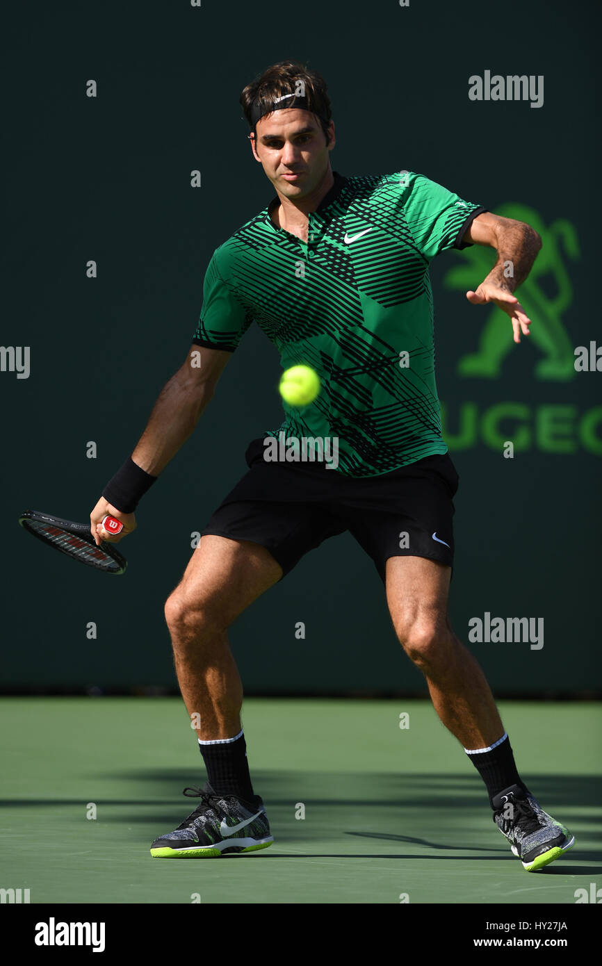 Key Biscayne, FL, USA. 30th Mar, 2017. Roger Federer Vs Tomas Berdych during the Miami Open at ...