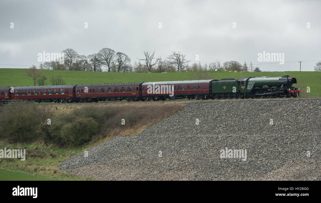 Ormside, Cumbria, UK. 31st March 2017. The Flying Scotsman heading to ...