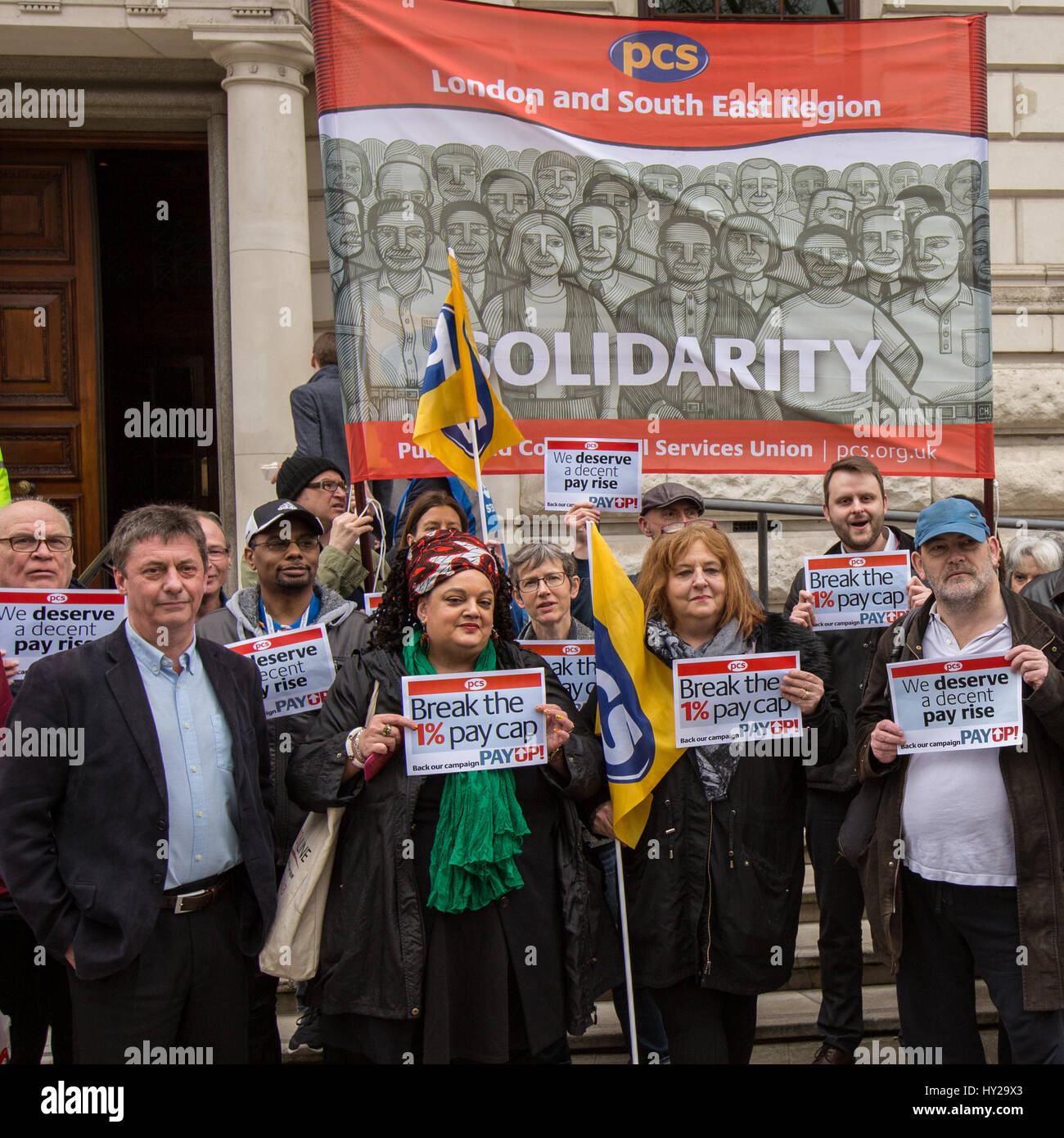 London, UK. 31st Mar, 2017. In a protest at the Treasury building the ...