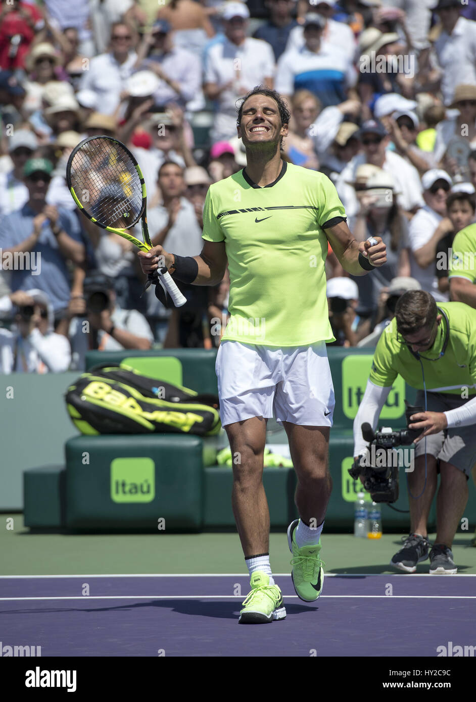 Miami, Florida, USA. 31st Mar, 2017. RAFAEL NADAL(ESP) celebrates after ...