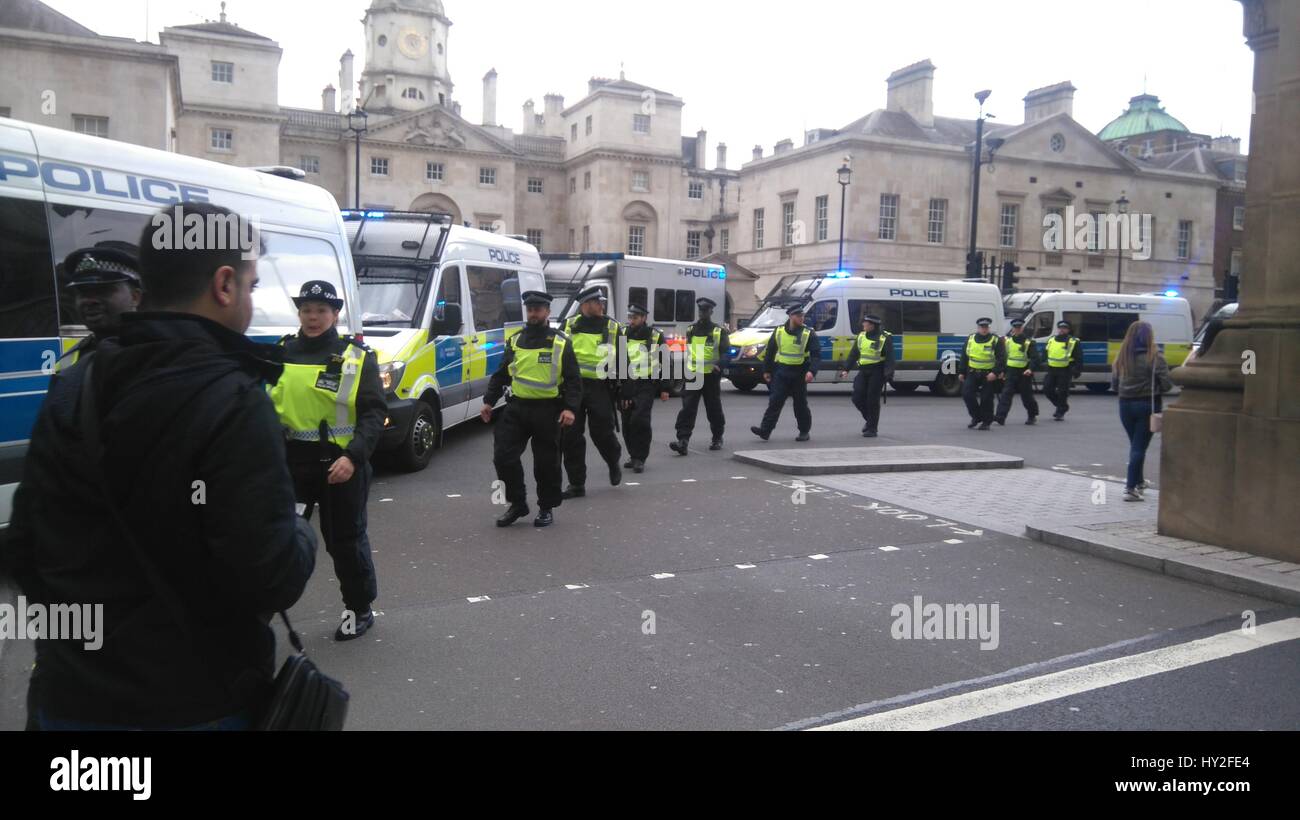 London, UK. 1 APRIL 2017. protester, Protest against Nazis, Credit ...