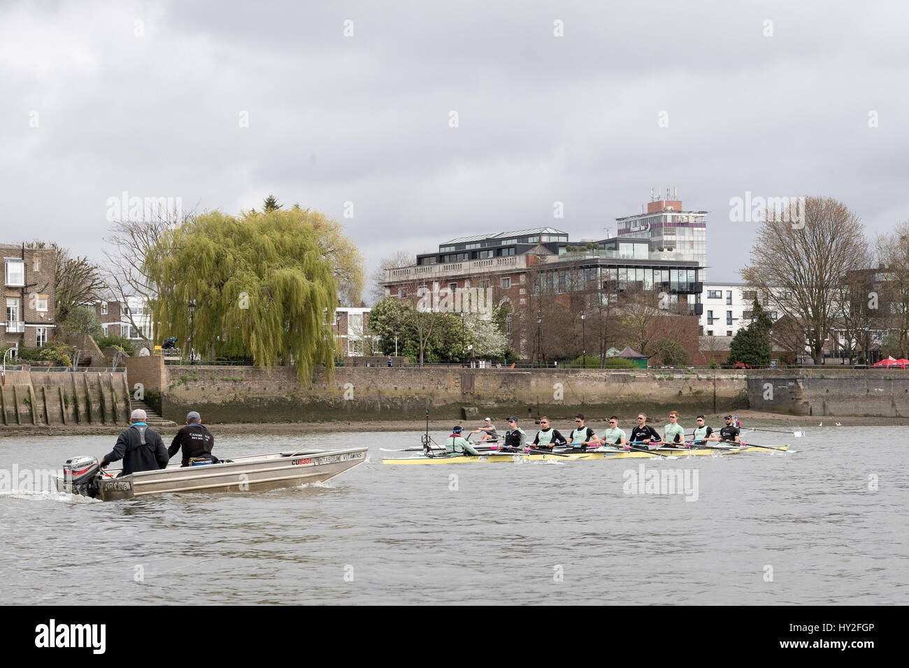 London, UK. 1st April, 2017. Cambridge University Boat Club on a final ...