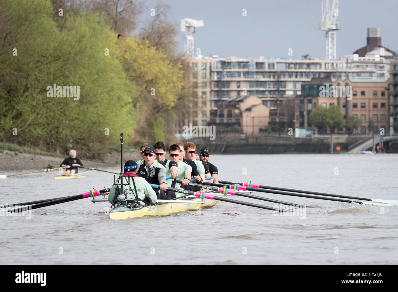 London, UK. 1st April, 2017. Cambridge University Boat Club on a final ...