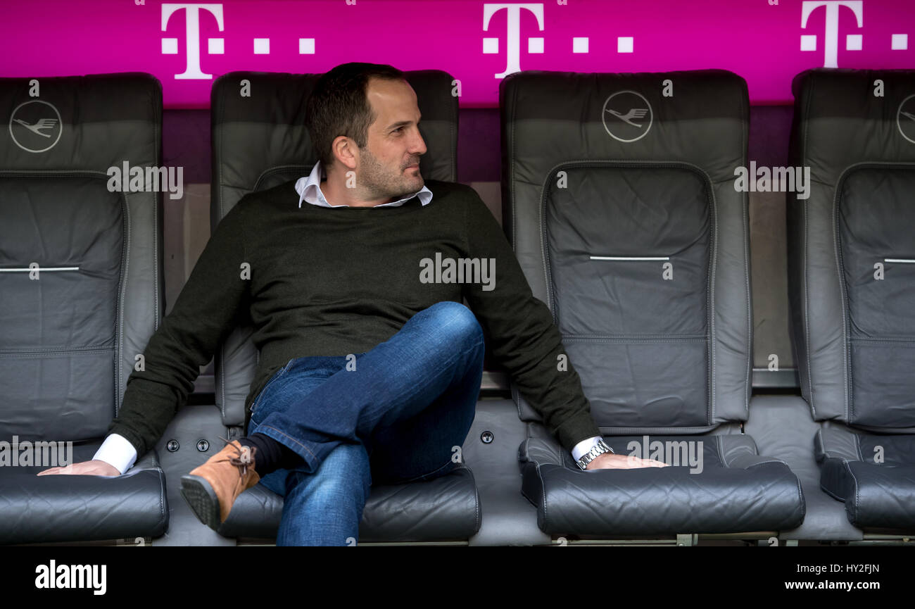 Munich, Germany. 01st Apr, 2017. Coach Manuel Baum of Augsburg before ...