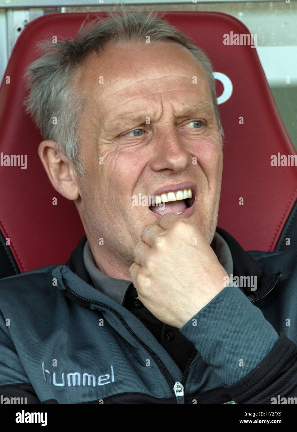 Freiburg, Germany. 1st Apr, 2017. Freiburg's coach Christian Streich ...