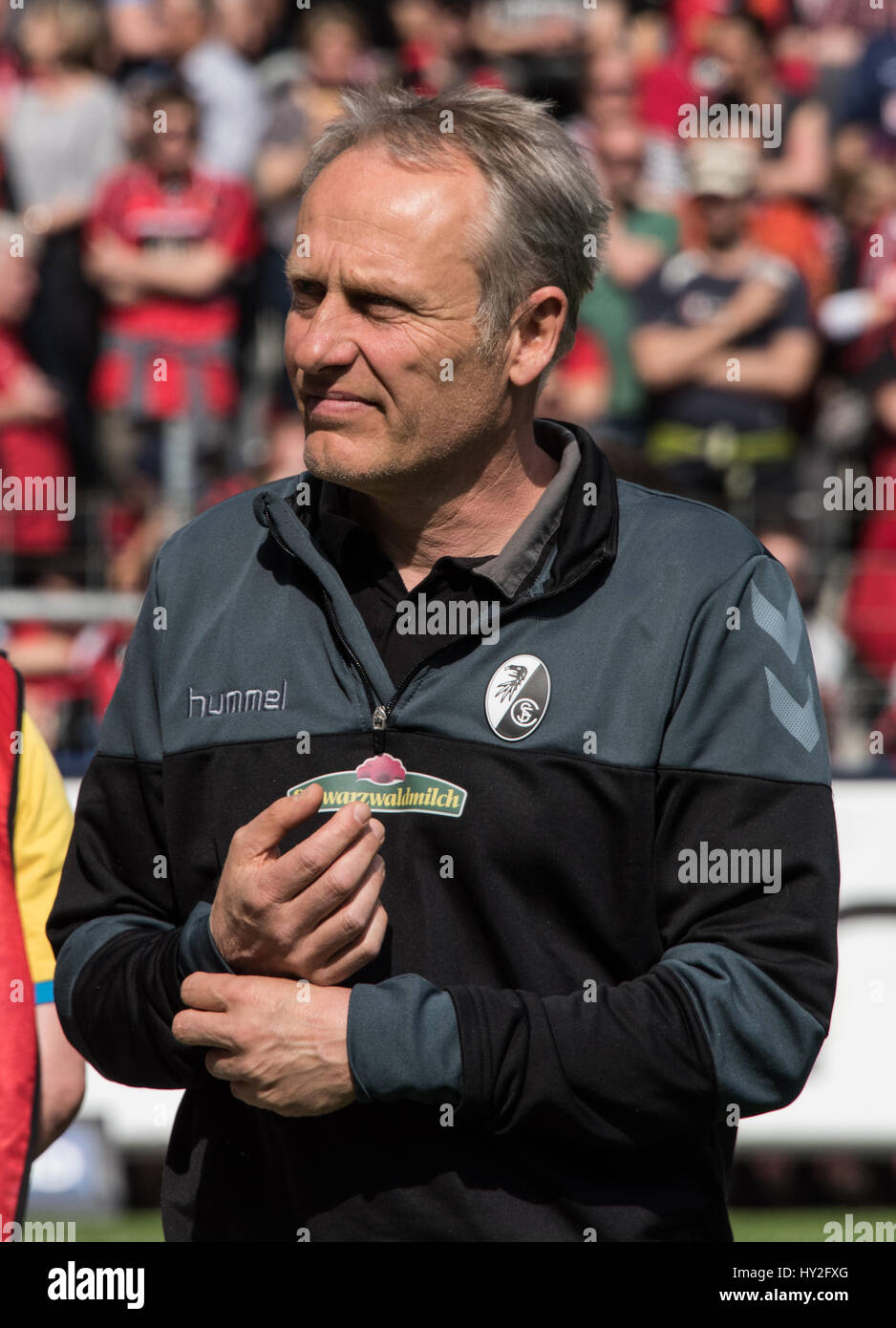 Freiburg, Germany. 1st Apr, 2017. Freiburg's coach Christian Streich ...