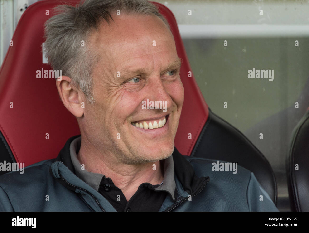 Freiburg, Germany. 1st Apr, 2017. Freiburg's coach Christian Streich ...