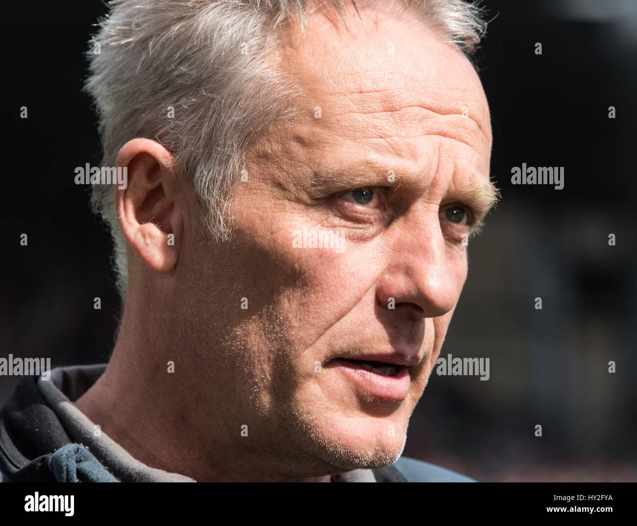 Freiburg, Germany. 1st Apr, 2017. Freiburg's coach Christian Streich ...