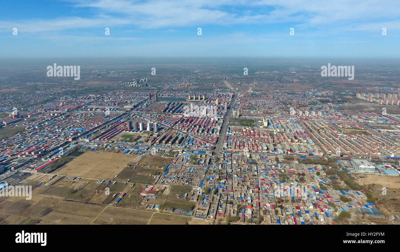 Baoding. 1st Apr, 2017. Aerial photo taken on April 1, 2017 shows the ...