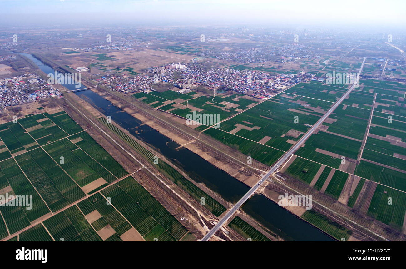 Baoding. 1st Apr, 2017. Aerial photo taken on April 1, 2017 shows ...