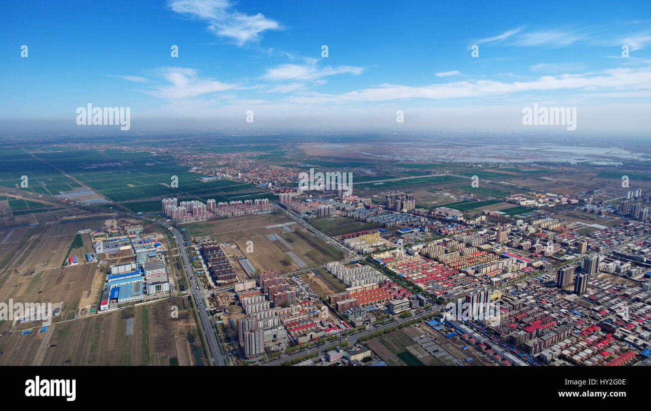 Baoding. 1st Apr, 2017. Aerial photo taken on April 1, 2017 shows Anxin ...