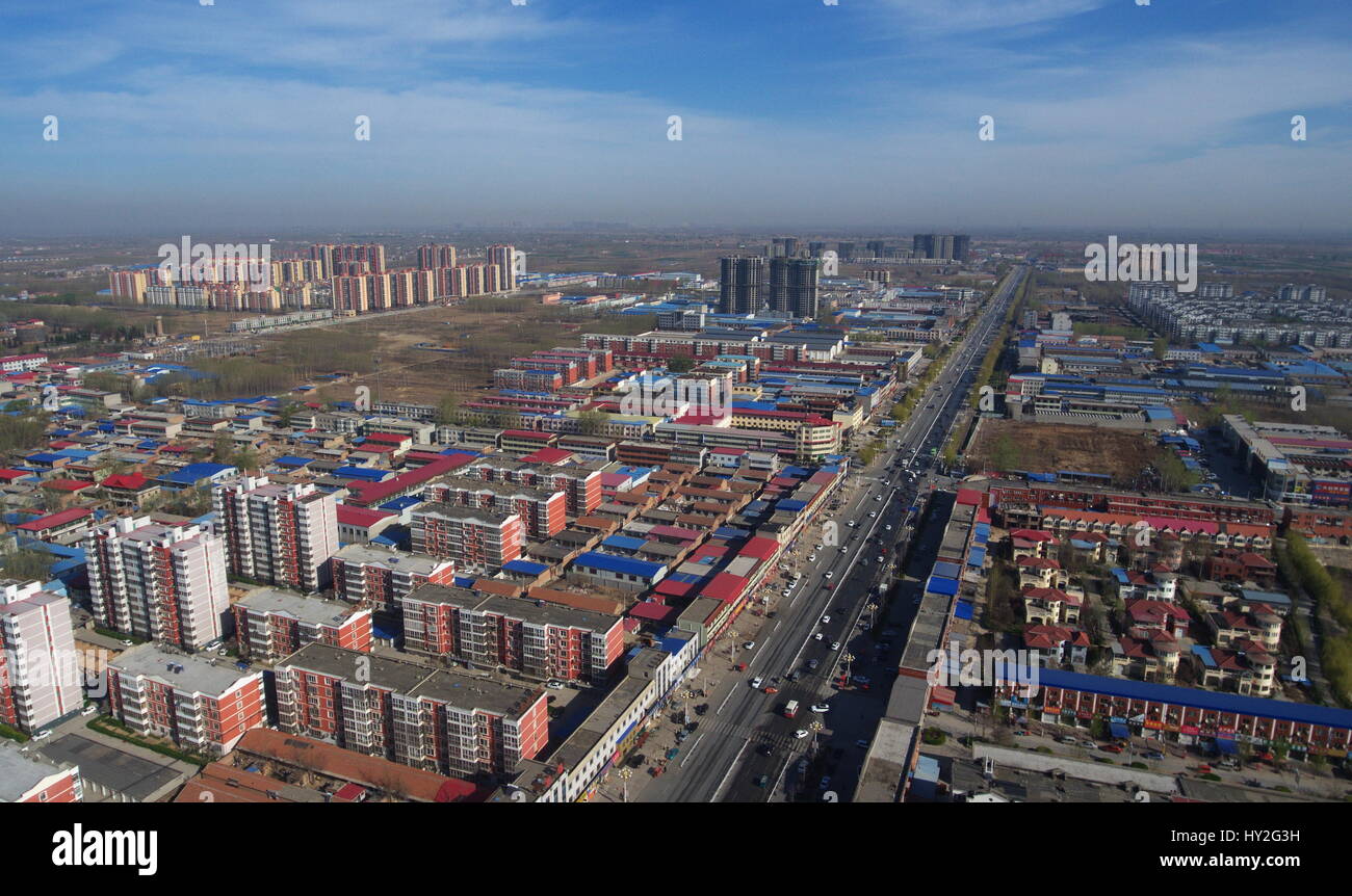 Baoding. 1st Apr, 2017. Aerial photo taken on April 1, 2017 shows ...